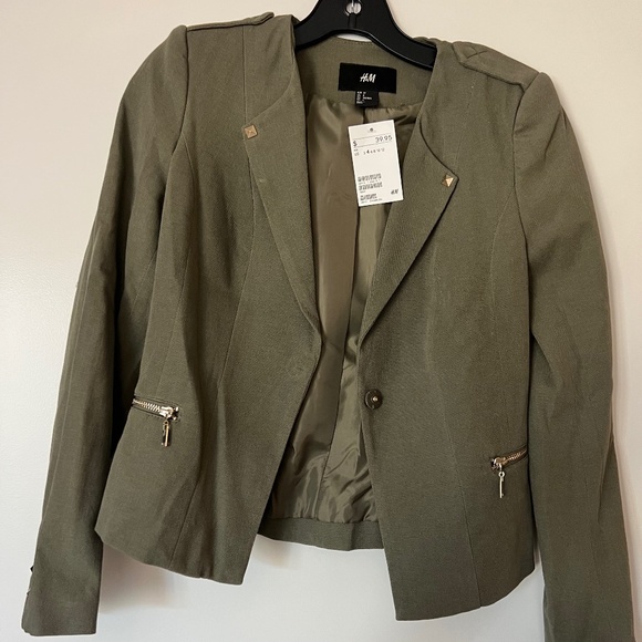 H&M | Jackets & Coats | Hm Sage Green Cropped Blazer | Poshmark